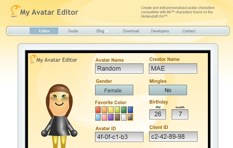 Wiiの似顔絵がサイト上で作成できる「Mii Editor」: 拝啓、ツールをいろいろ使ってみましたm（_ _）m
